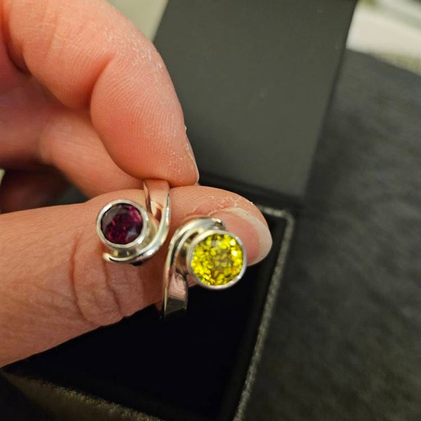 HEAVILY HAMMERED ETERNITY Band Many Gemstone Options Gypsy Set Stones ...