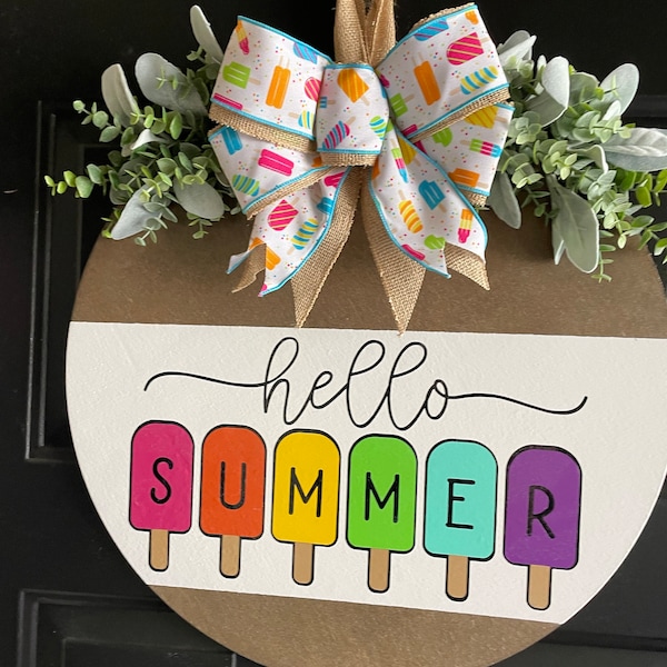 Summer Front Door Decor | Hello Summer | Popsicles | Summer Door Hanger ...