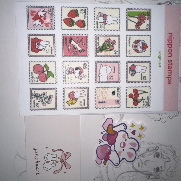 Japanese Nippon Stamps Sticker Sheet - for Bullet Journal, Bujo ...