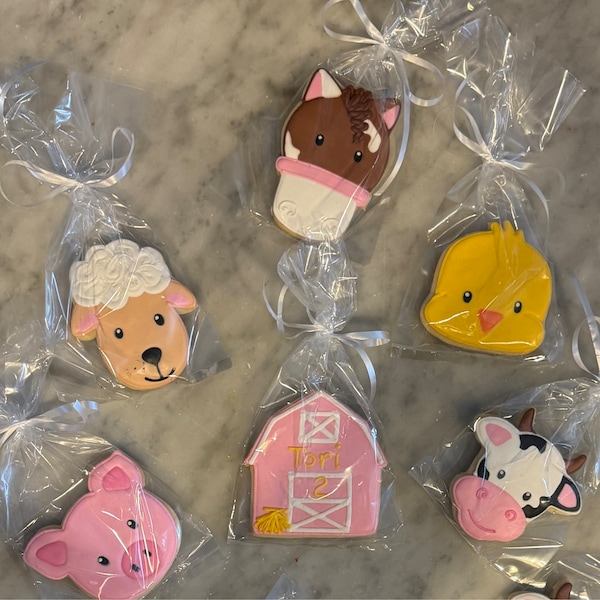 Farm Theme Cookie Favors - With Barn, Horse, Pig, Chick, Sheep, and Cow ...