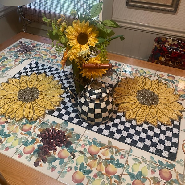 Handmade Mother of Pearls Beaded Table Runner. Matching Placemats Are ...