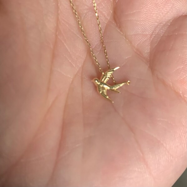 Bird Gold Necklace Sparrow Necklace Gold Bird Pendant Bird Jewelry ...
