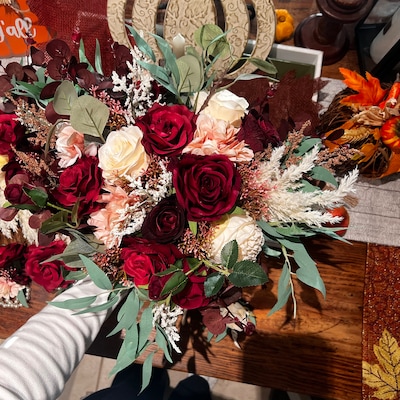 Dark Red and White Rose Flower Swags for Archwedding Arch - Etsy