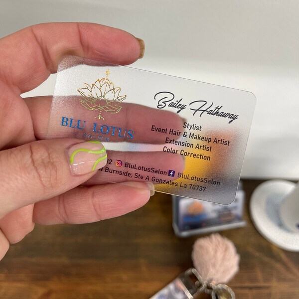 Clear Transparent Plastic Business Cards, Gold Foil, Frosty, Small ...
