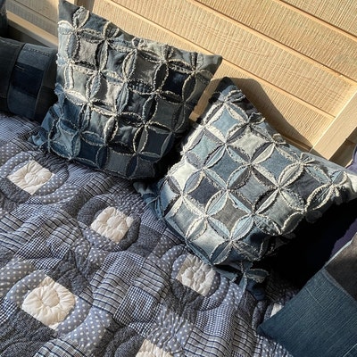 Denim Patchwork Rag Quilt Made From Upcycled Jeans , Denim Picnic or ...