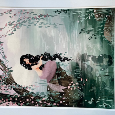 Mermaid Pond Illustration Art Print - Etsy