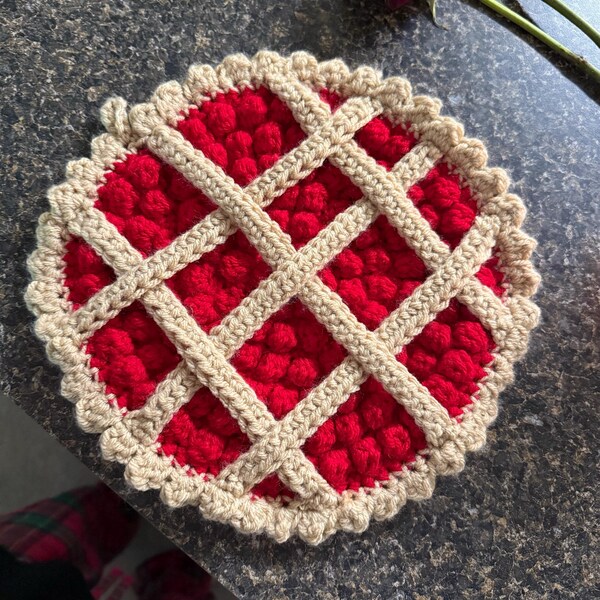 Cherry Pie Trivet Crochet Pattern | Kitchen Decor | Food-themed Crochet ...