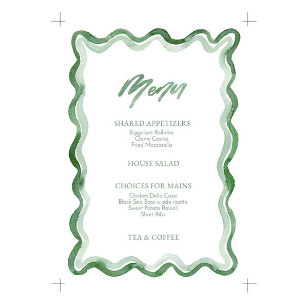 Watercolor Blue Frame Dinner Menu TEMPLATE, Light Blue Watercolor Frame ...