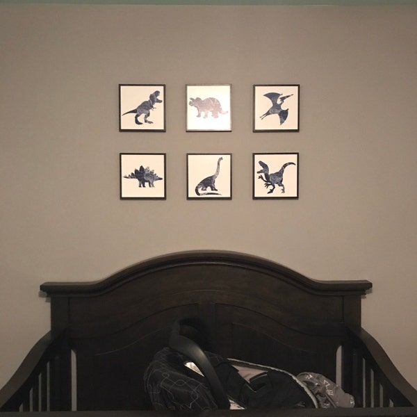 Dinosaur Nursery Wall Art, Navy Blue Dinosaur Prints, T-rex Print ...