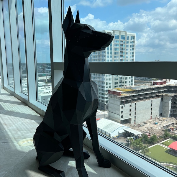 Sitting Doberman Statue - 3D Metal Art Decor - Decorative Metal ...