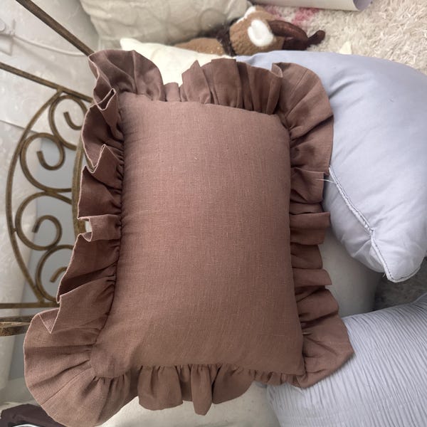 RUFFLED PILLOW CASES | Custom-sized Shams All-sided Ruffled Linen ...