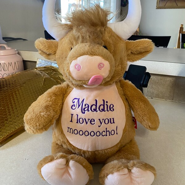 Personalized Stuffed Animal HIGHLAND Cow, Highland Cow Baby Shower Gift ...