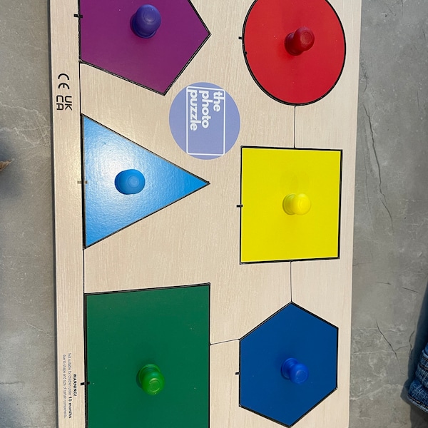 Family Photo Shape Puzzle 6 Shapes Handmade Wooden Montessori Toy for ...