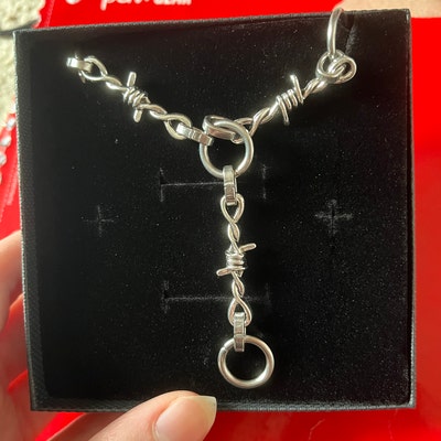 Barbed Wire O Ring Rosary Necklace Stainless Steel Gothic, Queer Fangs ...