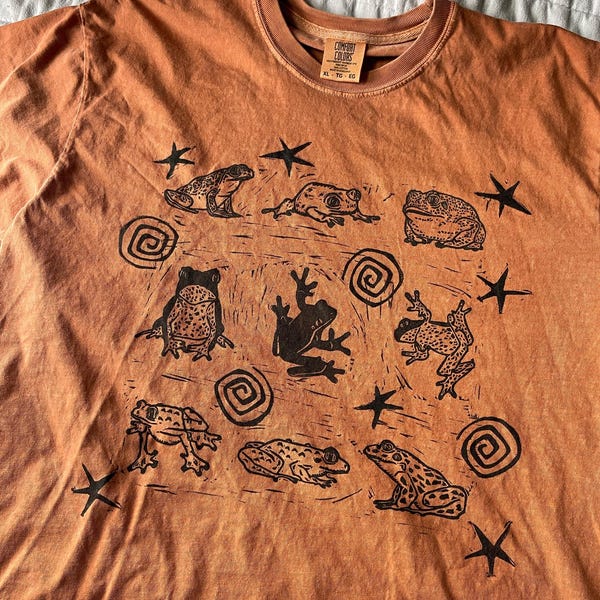 Hand Printed Frog Shirt: Block Print Tee - Etsy