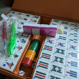 MUTI COLOR Chinesewith Numbers 144 Tiles Mah Jong Set With Portable ...