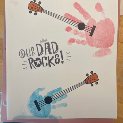 Handprint Art Craft / Our Dad Rocks Guitar / Fathers Day Birthday ...