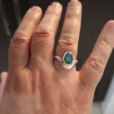 Australian Black Opal With Green Fire Ring or Pendant - Etsy