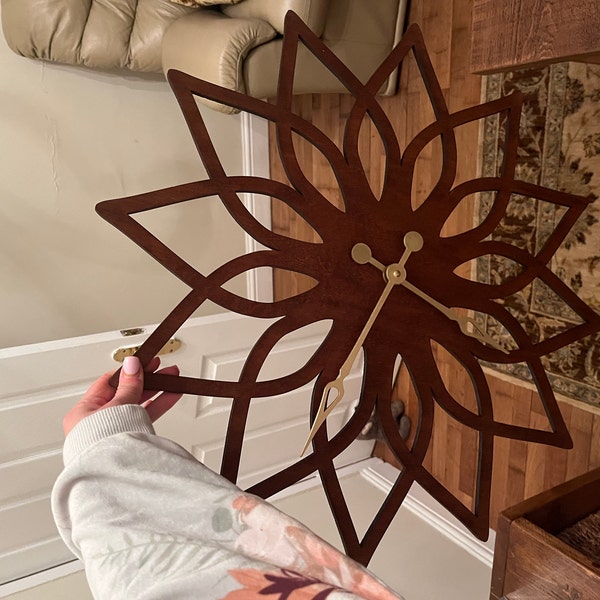 Mandala Wall Clock, Handmade Wooden Clock Wall, Clock Unique, Wooden Handmade Clocks, Large Wall ...