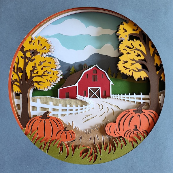 Fall Landscape Shadow Box SVG Bundle: Autumn Farmhouse Decor (digital ...