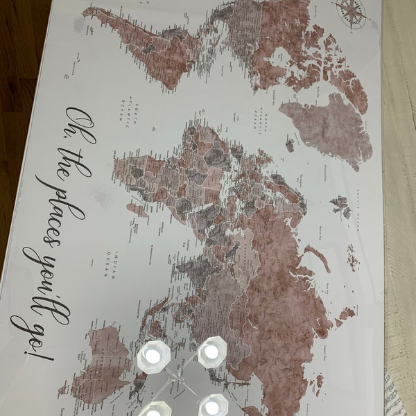 36x24 30x20 Printable World Map With Cities & Capitals, Large Art ...