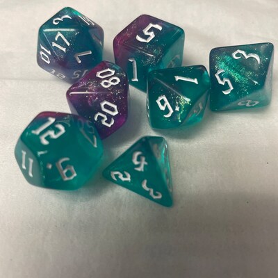 Dnd 7 Dice Set in Potion Flask, portal Fluid Green Yellow D&D ...