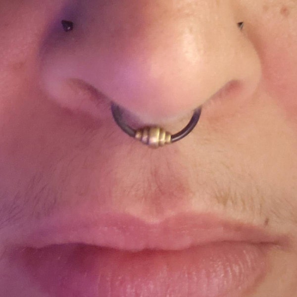 Sterling Silver Septum Ring With 3mm Gemstone in 14g (1.6mm) Stacked ...