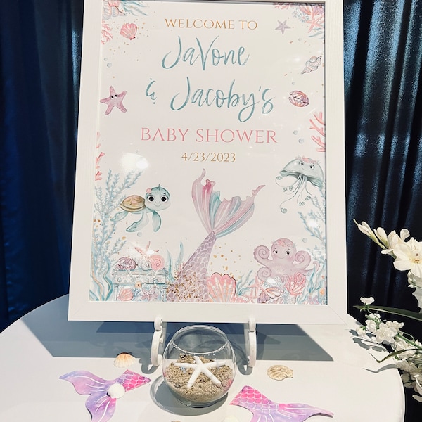 Pastel Floral Mermaid Birthday Welcome Sign, Under the Sea Birthday ...