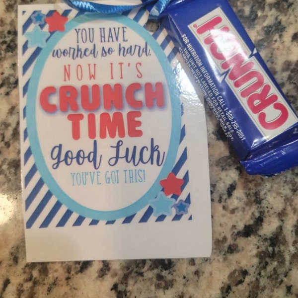 Crunch Time Good Luck Printable Gift Tags, Chocolate Bar Candy Tag PTO ...