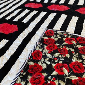 Fabric the Black Rose Garden Red Rose Print / Floral Cotton Fabric/ by ...