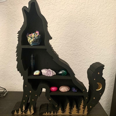 Coppermoon Handmade Wolf Shelf, Wolf Wall Art, Wolf Wall Decor, Crystal ...