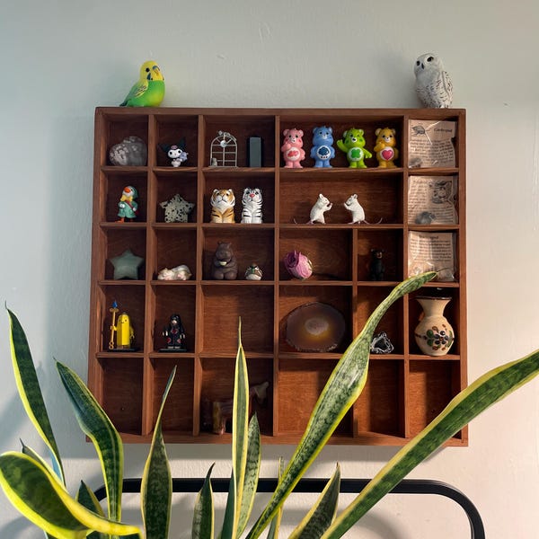 Dark Wooden Display 28 Compartments | Shadow Box | Brown Wall Hanging ...