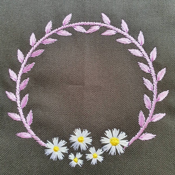 Machine Embroidery, Monogram Wreath, Flower Wreath, Wedding Embroidery ...
