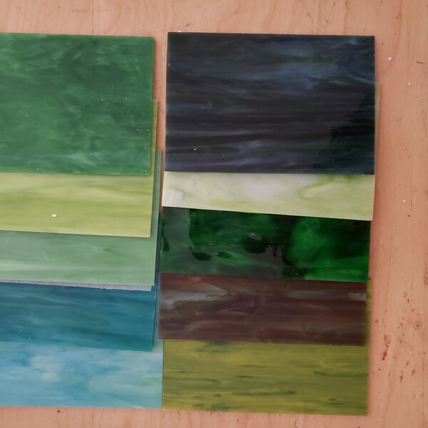 10 Sheets Variety Stained Glass Sheets Pack, 4 X 6 Inch Large Cathedral ...