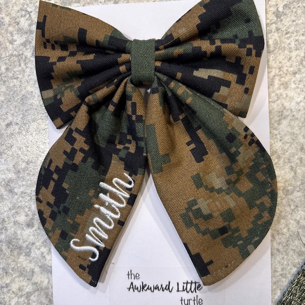 Large Personalized Fable Bow, Military Bow, Hair Accessories, Marine ...