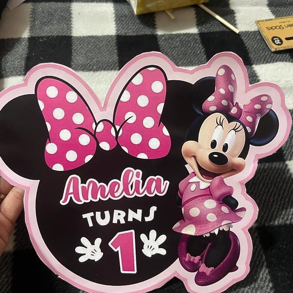 Minnie Mouse Pink Cake Topper, Minnie Mouse Pink Birthday Cake Topper ...