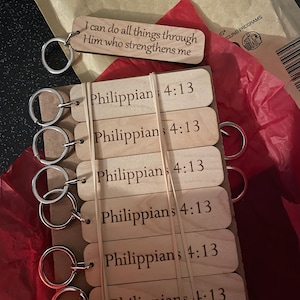 Encouraging Bible Verse Key Rings - Bible Verse Keyfob Gift - Maple ...