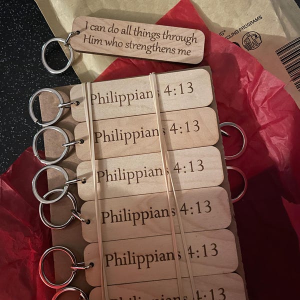 Encouraging Bible Verse Key Rings - Bible Verse Keyfob Gift - Maple ...