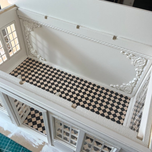 DOLLHOUSE Printable Damask WALLPAPER With WAINSCOTING Digital Sheet ...