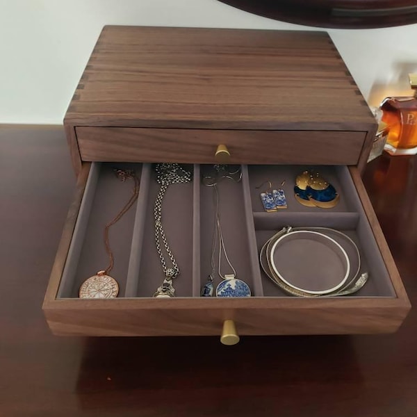 Personalized Solid Walnut Large Desk Organizer With Drawers, Wooden 2 ...