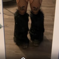 Pastel Purple White Striped Rave Furry Leg Warmers Lilac Raver Fluffies ...