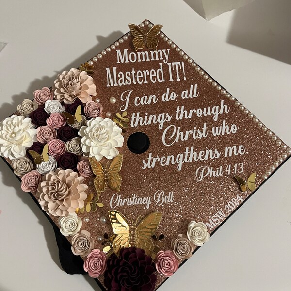 Graduation Cap Topper | Graduation | Cap | Paper Flowers and ...