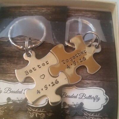 Personalized Keychain Couples Keychains, Better Together, Puzzle ...