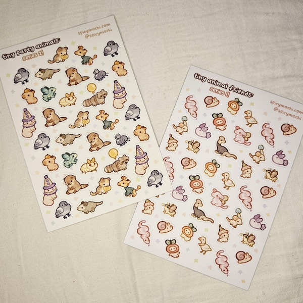 Tiny Animal Sticker Sheets / 4x6 Sticker Sheet of Small Cute Aesthetic ...