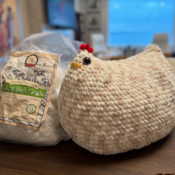 Farmhouse Crochet Giant Chubby Chicken Crochet Chicken Decor Chicken ...