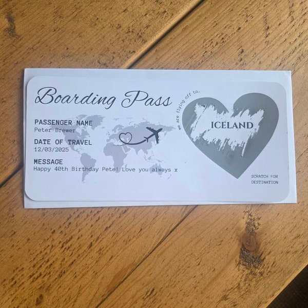Personalised Holiday Boarding Pass, Scratch to Reveal Surprise, Holiday ...