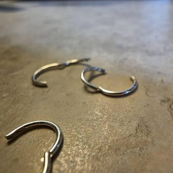 Sterling Silver Hinged Sleeper Clicker Hoops - Hypoallergenic Silver ...