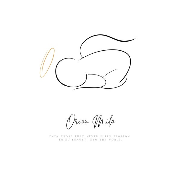 Line Drawing of Newborn Baby, Nursery Keepsake, Minimalist Nursery ...