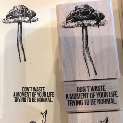 Toad on Toadstool RUBBER STAMP, Toad Stamp, Frog Stamp, Toadstool Stamp ...