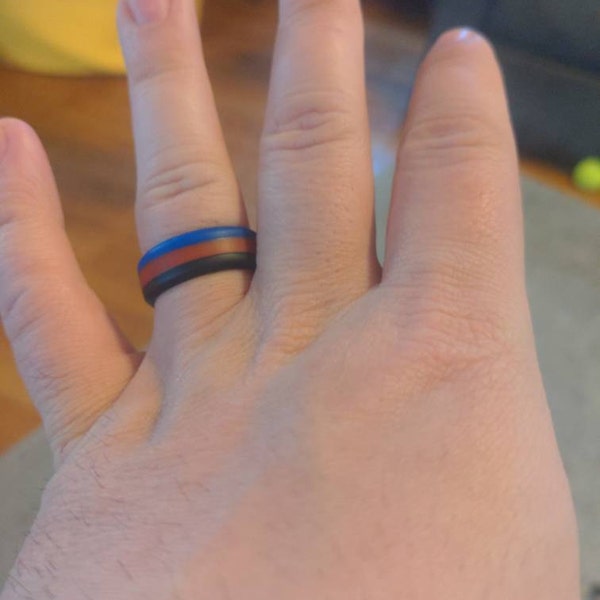 Blue Red Black Silicone Ring for Men and Women Unisex, Polyamorous Ring ...